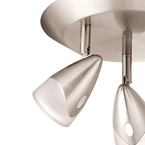 Catalina 17787-000 Modern 3 Adjustable Round Flush Mount Ceiling Light (Set of Two), 9.5", Brushed Steel