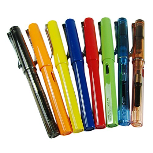 8 PCS Jinhao 599 Fountain Pens Diversity Set Transparent and Unique Style