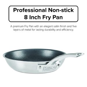 Viking Culinary Professional 5-Ply Stainless Steel Nonstick Fry Pan, 8 Inch, Ergonomic Stay-Cool Handle, Dishwasher, Oven Safe, Works on All Cooktops including Induction