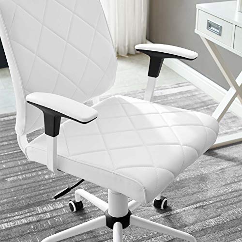 Modway Lattice Modern Faux Leather Mid Back Computer Desk Office Chair In White