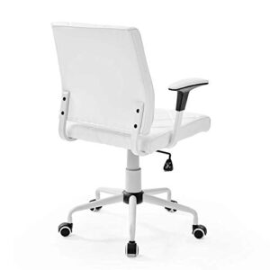 Modway Lattice Modern Faux Leather Mid Back Computer Desk Office Chair In White