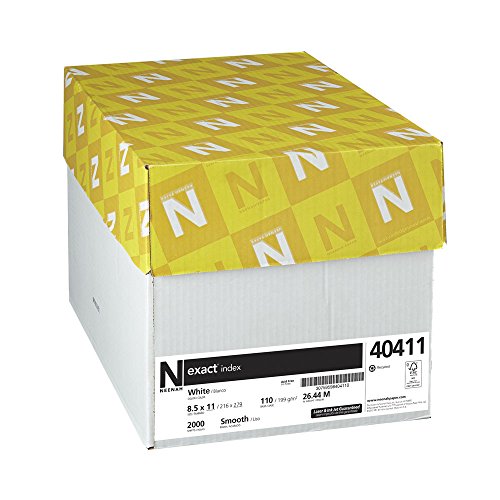 Neenah Exact Index Cardstock, 8.5" x 11", 110 lb/199 gsm, White, 94 Brightness, 2000 Sheets (40411)