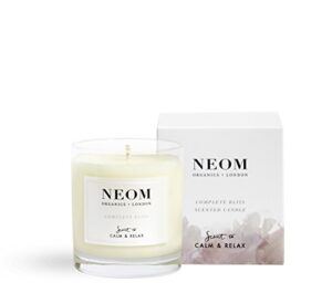 neom- complete bliss scented candle, 1 wick | blush rose, lime & black pepper | essential oil aromatherapy candle | scent to de-stress