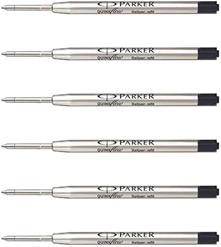 Parker QuinkFlow Ink Refill for Ballpoint Pens, Fine Point, Black Pack of 6 Refills (1782467)