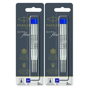 parker quinkflow ballpen medium point blue ink refill pack of 6-refills(1782470)