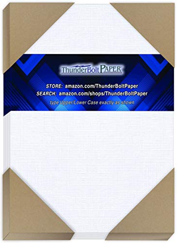 75 White Linen 80# Cover Paper Sheets - 5" X 7" (5X7 Inches) Photo|Card|Frame Size - 80 lb/pound Card Weight - Fine Linen Textured Finish Quality Cardstock