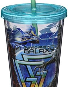 Vandor Marvel Guardians of the Galaxy 18 oz Acrylic Travel Cup with Lid and Straw, Multicolor