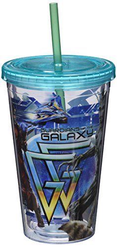 Vandor Marvel Guardians of the Galaxy 18 oz Acrylic Travel Cup with Lid and Straw, Multicolor