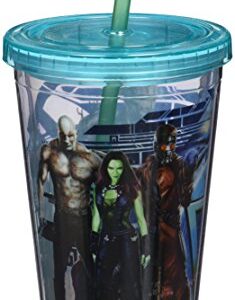 Vandor Marvel Guardians of the Galaxy 18 oz Acrylic Travel Cup with Lid and Straw, Multicolor