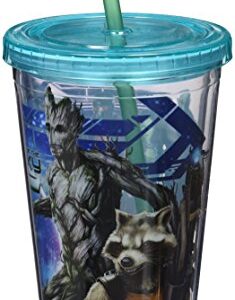 Vandor Marvel Guardians of the Galaxy 18 oz Acrylic Travel Cup with Lid and Straw, Multicolor