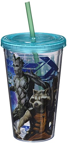 Vandor Marvel Guardians of the Galaxy 18 oz Acrylic Travel Cup with Lid and Straw, Multicolor