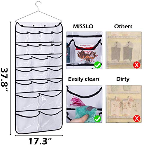 Misslo Hanging Closet Dual-Sided Organizers, 42 Pockets, 38.5 by 17.75-Inch