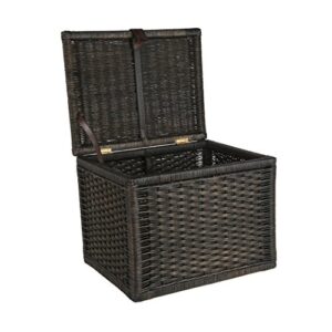 the basket lady small wicker storage trunk, 18 in l x 13.5 in w x 14 in h, antique walnut brown