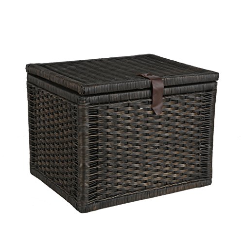 The Basket Lady Small Wicker Storage Trunk, 18 in L x 13.5 in W x 14 in H, Antique Walnut Brown