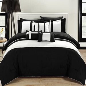 chic home 10-piece fiesta bed-in-a-bag comforter set, queen, black