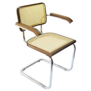 marcel breuer cesca cane chrome arm chair in walnut