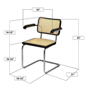 Marcel Breuer Cesca Cane Chrome Arm Chair in Walnut