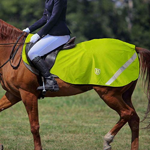 Harrison Howard Climax Horse Sheet Waterproof/Fleece Lining Horse Blanket with Hi-Vis Features Superb Night Safty on Road-Fluorescent Green