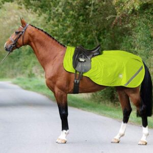 Harrison Howard Climax Horse Sheet Waterproof/Fleece Lining Horse Blanket with Hi-Vis Features Superb Night Safty on Road-Fluorescent Green