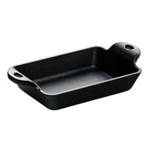 lodge heat enhanced and seasoned cast iron rectangular mini server, 10-ounce, black