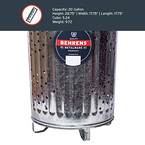 Behrens BEHRENS-RB20 Composter Steel Trash Can for Garden and Yard Waste Hot-Dipped, 20-Gallon, Silver