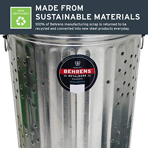 Behrens BEHRENS-RB20 Composter Steel Trash Can for Garden and Yard Waste Hot-Dipped, 20-Gallon, Silver