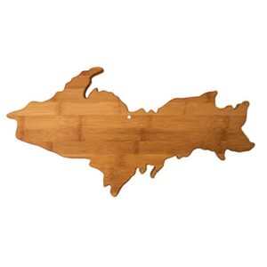 totally bamboo upper peninsula shaped serving & cutting board, michigan, natural bamboo