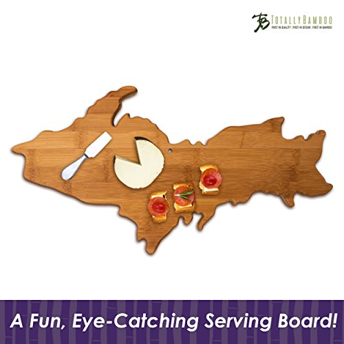 Totally Bamboo Upper Peninsula Shaped Serving & Cutting Board, Michigan, Natural Bamboo