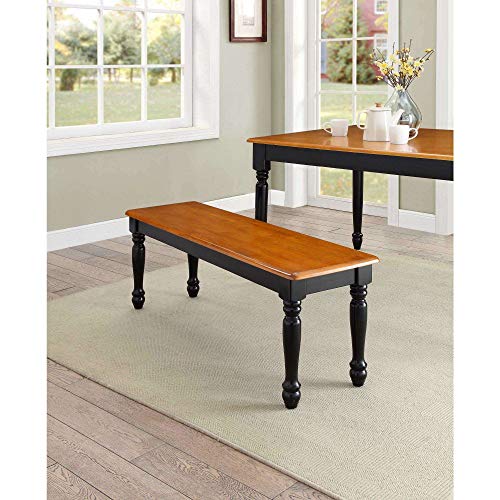 Better Homes and Gardens Autumn Lane Farmhouse Bench, Black and Oak