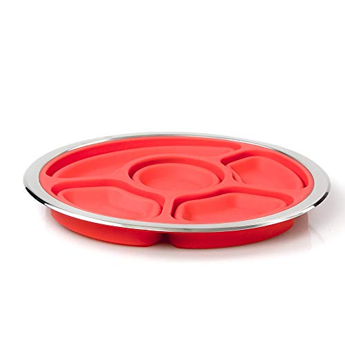 Good Cooking Appetizer Serving Fruit/Veggie Tray and Collapsible Party Platter with Lid - Easy to Clean, Portable, BPA Free, and Dishwasher Safe