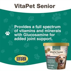 NaturVet VitaPet Senior Daily Vitamins Plus Glucosamine for Dogs, 60 ct Soft Chews, Made in The USA with Globally Source Ingredients