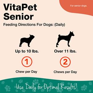 NaturVet VitaPet Senior Daily Vitamins Plus Glucosamine for Dogs, 60 ct Soft Chews, Made in The USA with Globally Source Ingredients