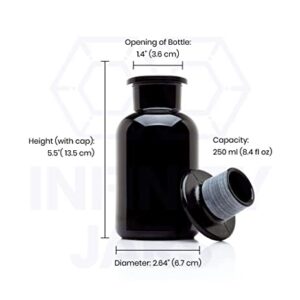 Infinity Jars 250 ml Black Ultraviolet All Glass Refillable Empty Apothecary Jar