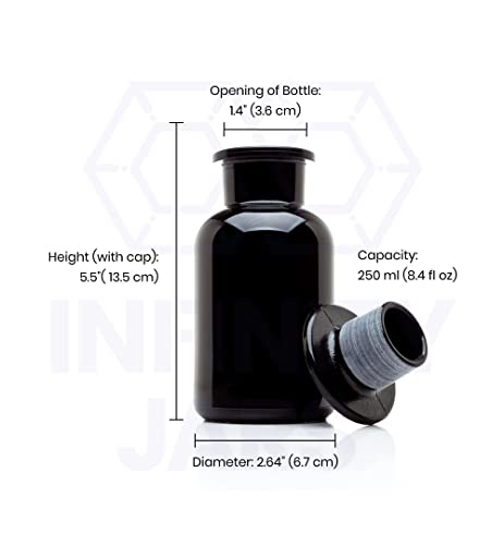 Infinity Jars 250 ml Black Ultraviolet All Glass Refillable Empty Apothecary Jar