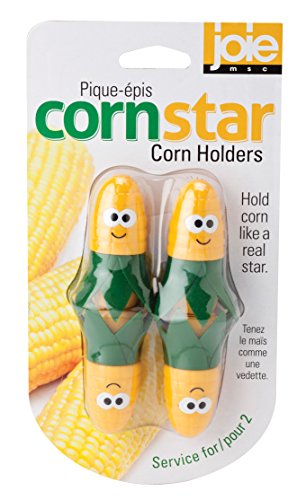 Joie Corn Star Interlocking Corn on the Cob Holders, 2 pairs (4 corn picks), Yellow