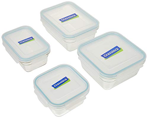 Glasslock 2 Rectangle and 2 Square Assorted Oven Safe Container Set, 4-Piece