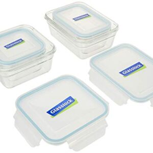 Glasslock 2 Rectangle and 2 Square Assorted Oven Safe Container Set, 4-Piece