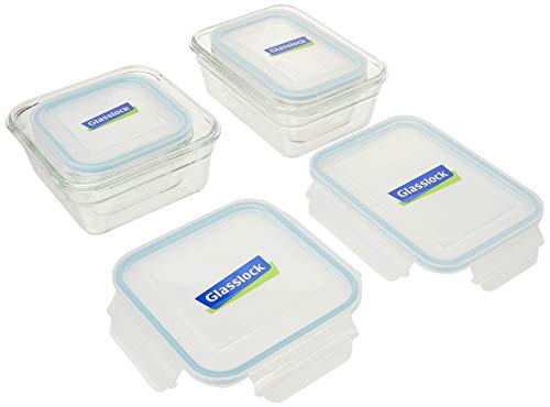 Glasslock 2 Rectangle and 2 Square Assorted Oven Safe Container Set, 4-Piece