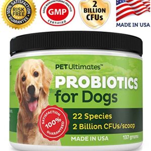 Pet Ultimates Probiotics for Dogs – 22-Species Dog Probiotics for Dog Digestive Support & Dog Antibiotics Recovery – Skin and Coat Supplement for Dogs Enhances Vitality – Dog Health Supplies (137 gr)