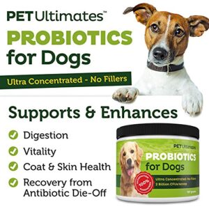 Pet Ultimates Probiotics for Dogs – 22-Species Dog Probiotics for Dog Digestive Support & Dog Antibiotics Recovery – Skin and Coat Supplement for Dogs Enhances Vitality – Dog Health Supplies (137 gr)