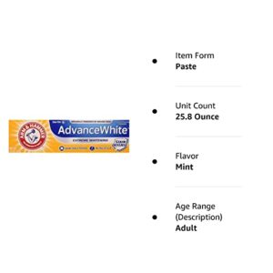 ARM & HAMMER Advance White Toothpaste, Clean Mint, Extreme Whitening 4.3 oz ( Pack of 6)