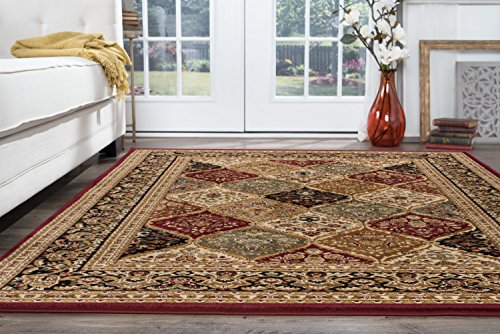 Princeton Traditional Oriental Red Octagon Area Rug, 5' Octagon