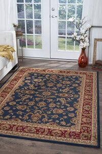 sariya transitional oriental navy rectangle area rug, 5' x 7'