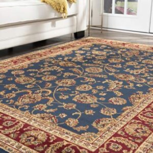 Sariya Transitional Oriental Navy Rectangle Area Rug, 8' x 10'