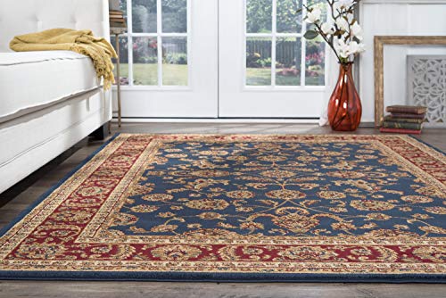 Sariya Transitional Oriental Navy Rectangle Area Rug, 8' x 10'