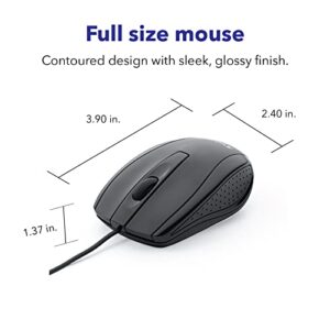 Verbatim Wired USB Computer Mouse - Corded USB Mouse for Laptops and PCs - Right or Left Hand Use, Black 98106