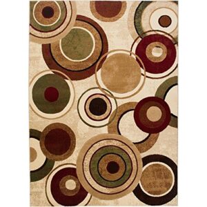 home dynamix emmitt modern area rug, 39"x55", geometric ivory/green/red