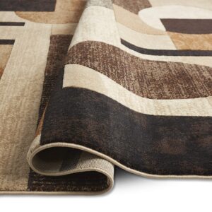 Home Dynamix Tribeca Jasmine Modern Area Rug, Abstract Brown/Beige 7'10"x10'6"