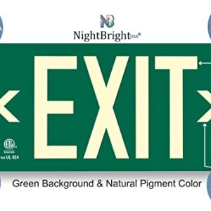 Photoluminescent Exit Sign Green - Aluminum Code Approved UL 924 / IBC / NFPA 101 | NightBright USA Part Number ULG-050