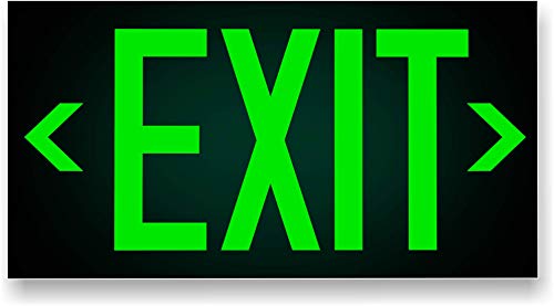 Photoluminescent Exit Sign Green - Aluminum Code Approved UL 924 / IBC / NFPA 101 | NightBright USA Part Number ULG-050